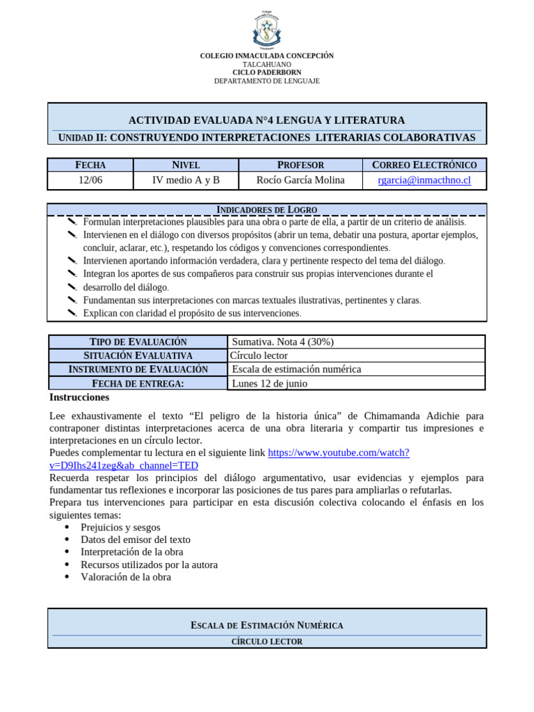 Escala para Círculo Lector | PDF | Comunicación humana