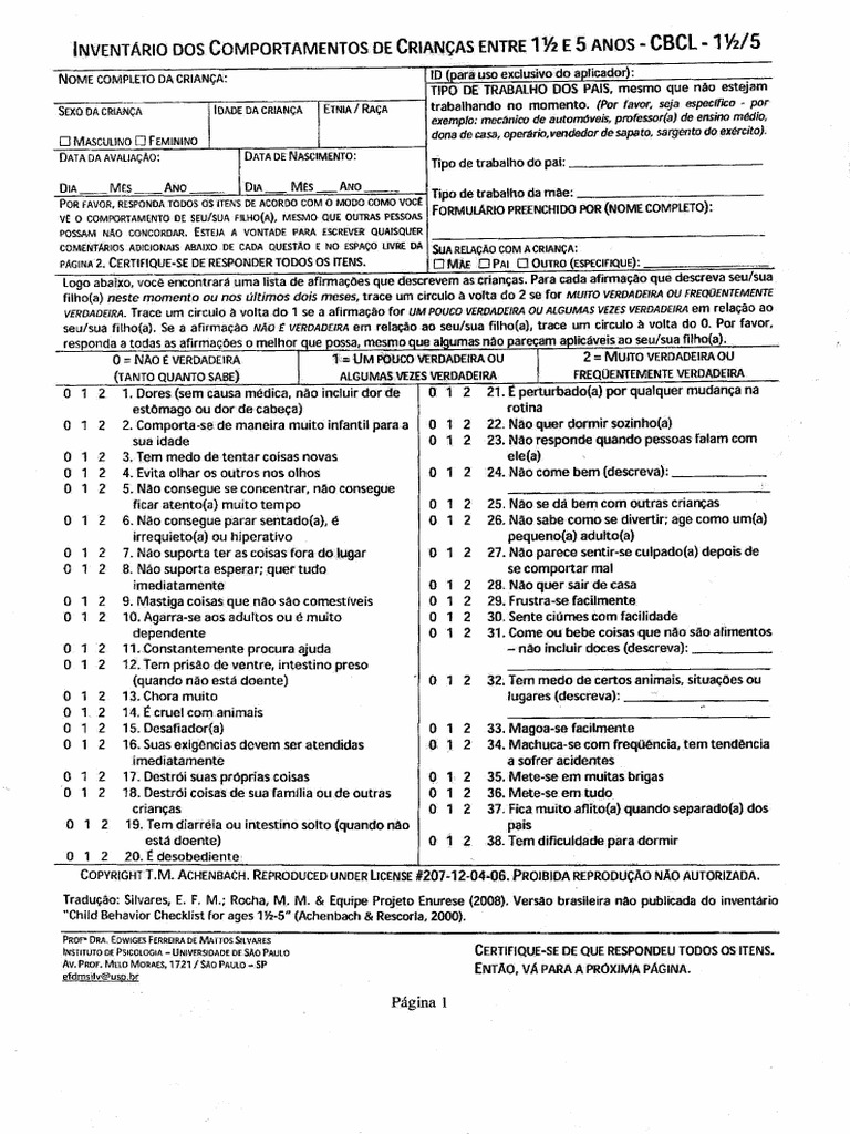 CBCL 1,5-5 anos | PDF