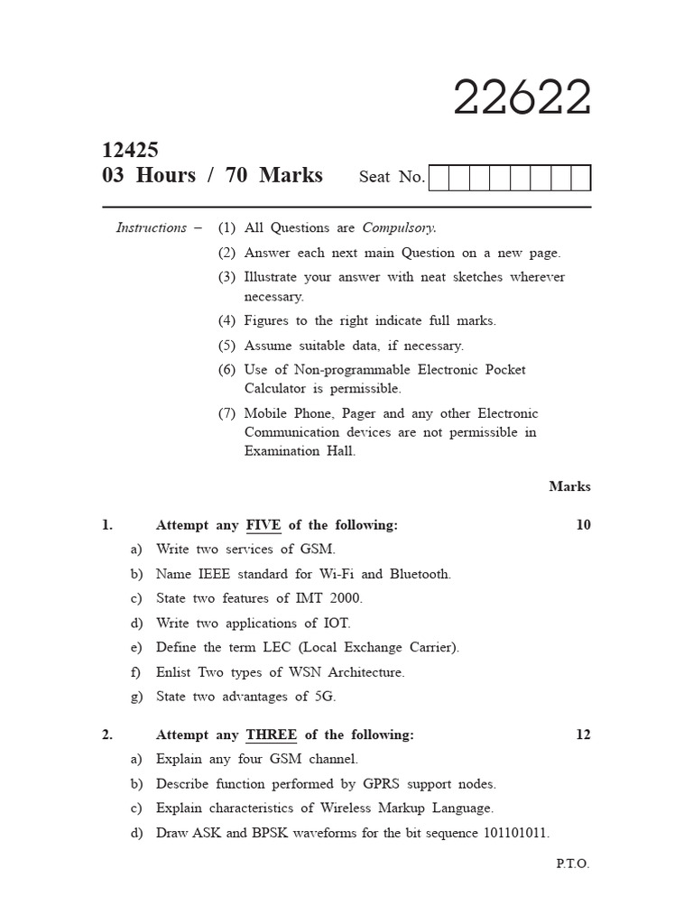 WMN Question Paper Winter 24 | PDF | Wireless Ad Hoc Network | Wireless Sensor Network