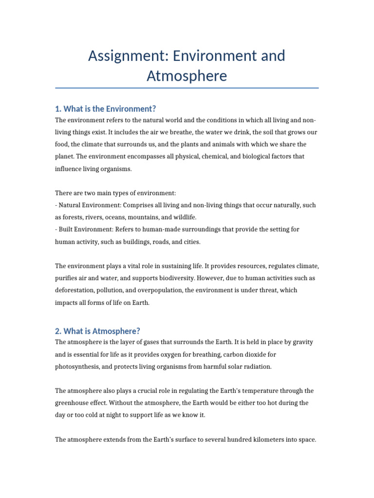 Understanding Environment and Atmosphere | PDF | Atmosphere Of Earth ...