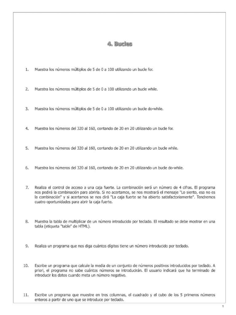ejercicios bucles (1) | PDF