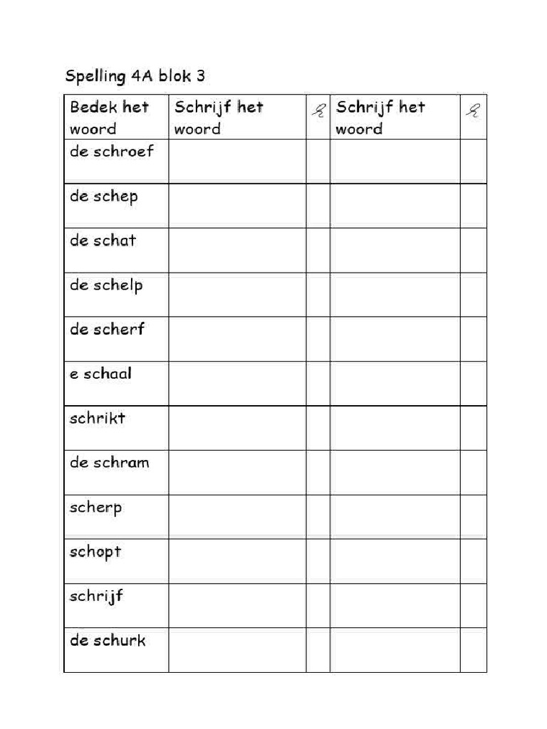 Spelling 4A Blok 3 Week 1 | PDF