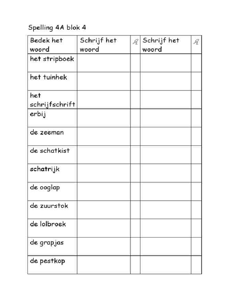 Spelling 4A Blok 4 Week 1 | PDF