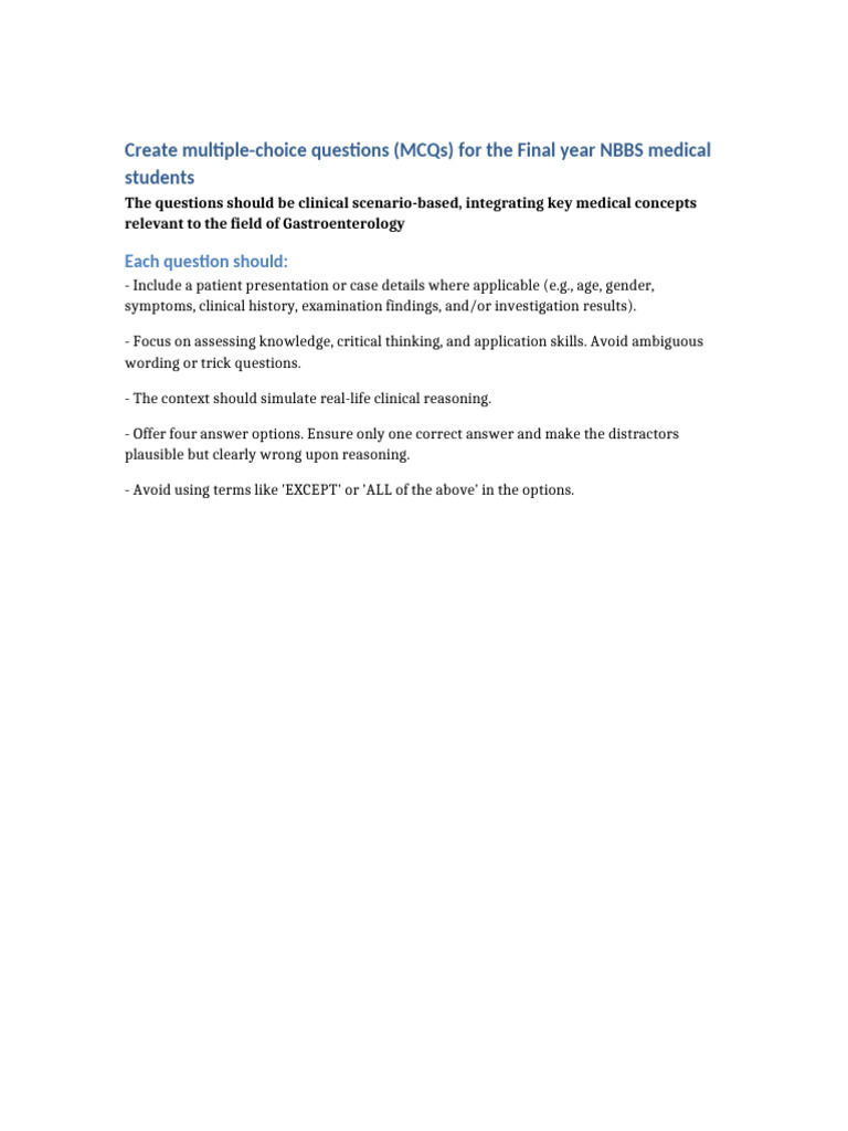 MCQ Guidelines | PDF