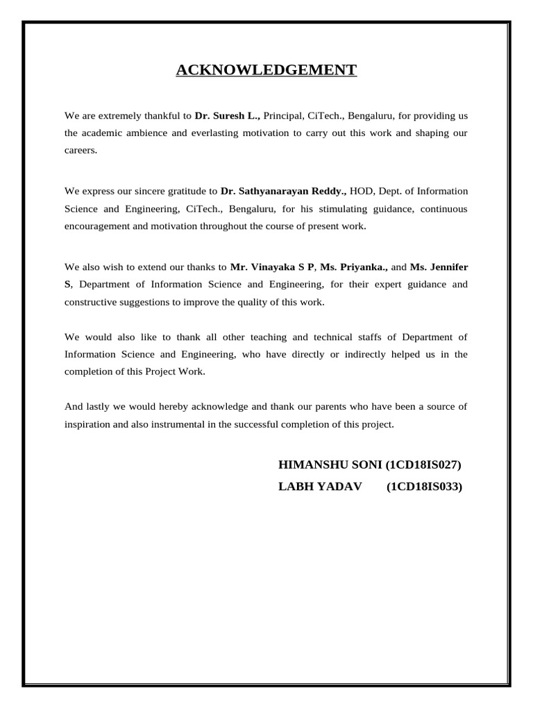 Acknowledgement FINAL | PDF