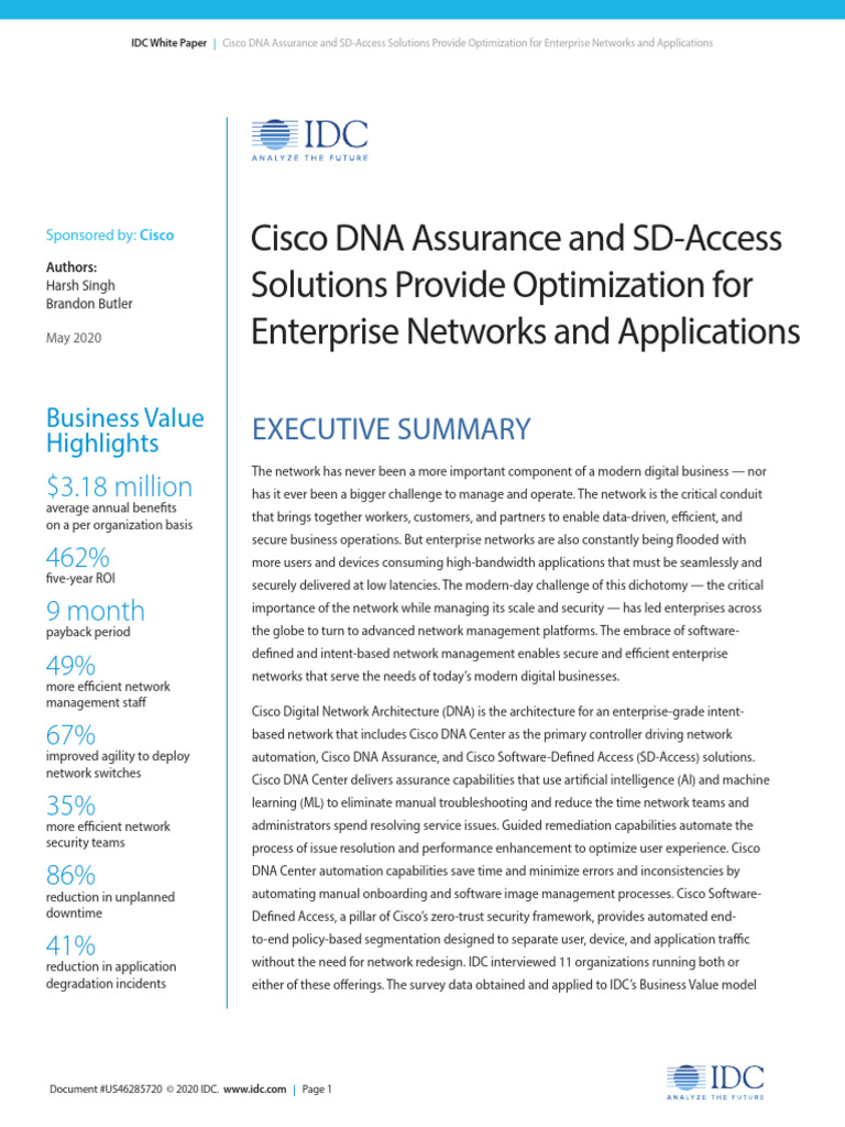 NB 06 IDC Assurance SD Access Analyst RPT Cte en | PDF | Computer Network | Automation