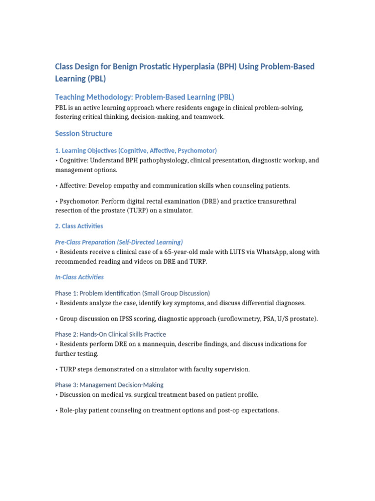 BPH_PBL_Class_Design | PDF