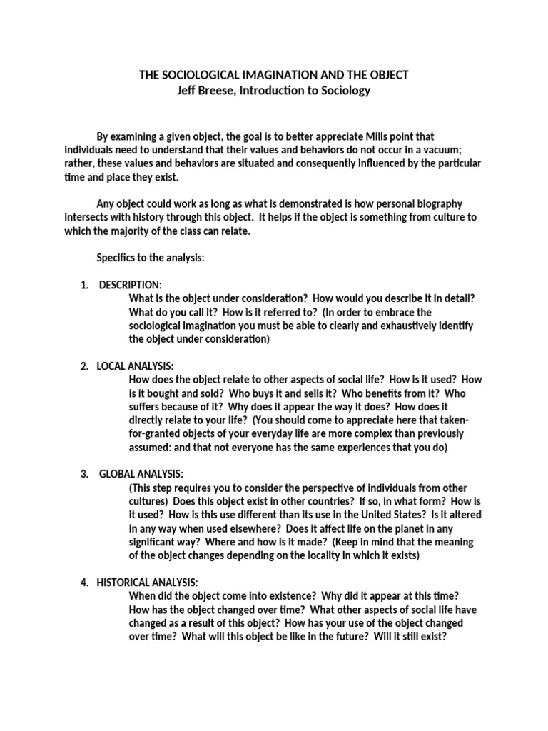 Analyzing Objects Through Sociological Lens | PDF