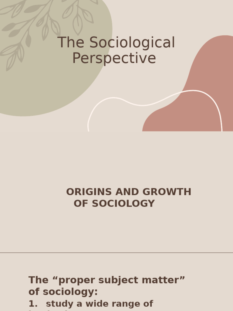 Principles The Sociological Perspective | PDF