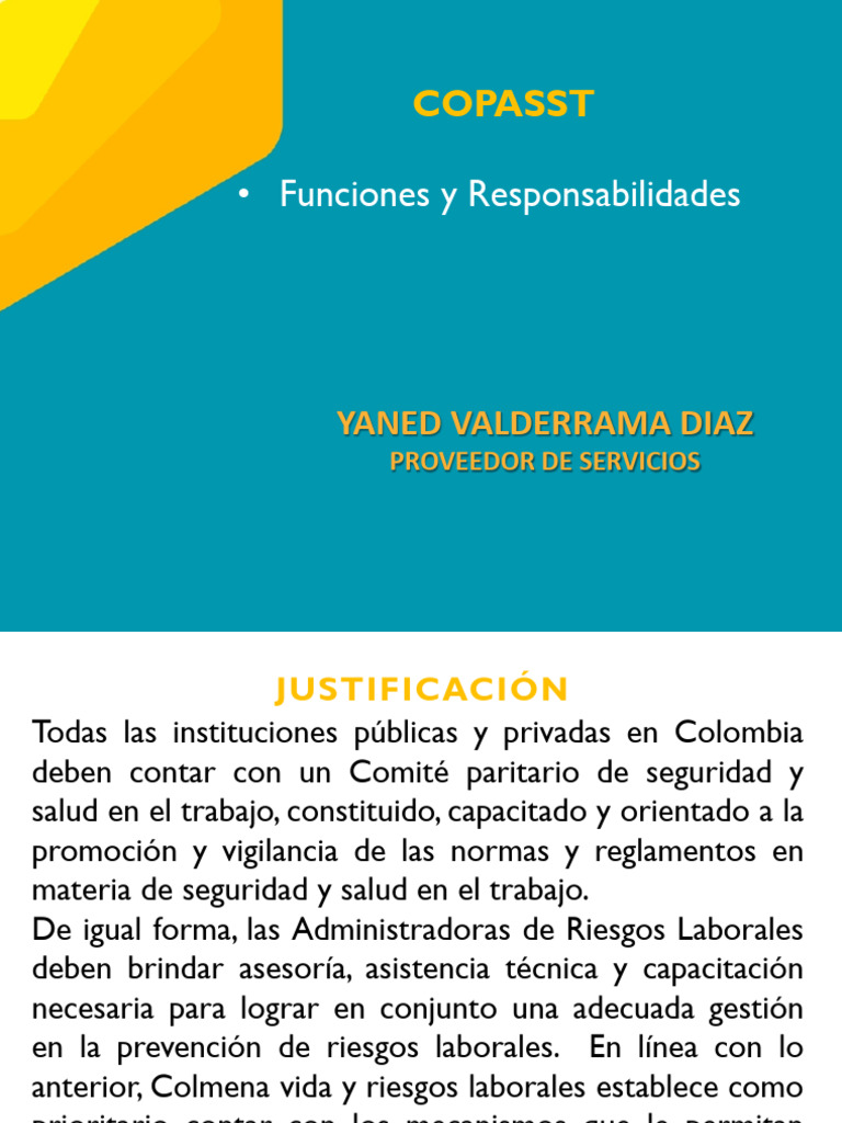 Copasst Funciones y Responsabilidades | PDF | Seguridad y salud ocupacional | Derecho laboral