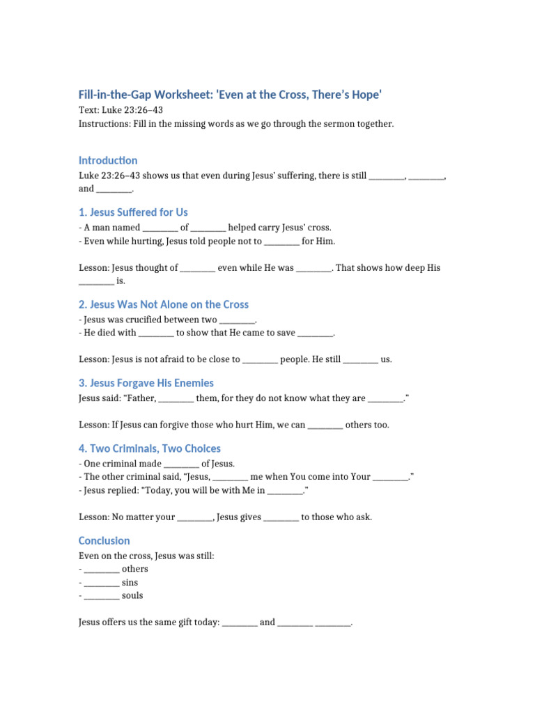 Fill in The Gap Worksheet | PDF