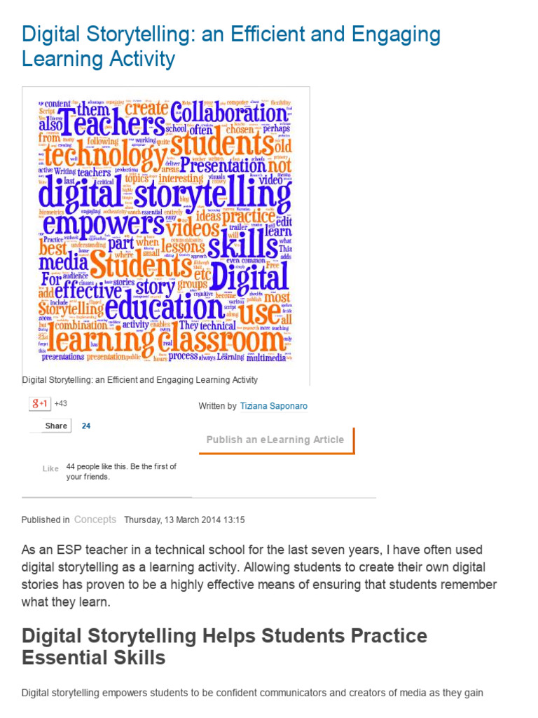 Digital Storytelling - An Efficient and Engaging Learning Activity ...