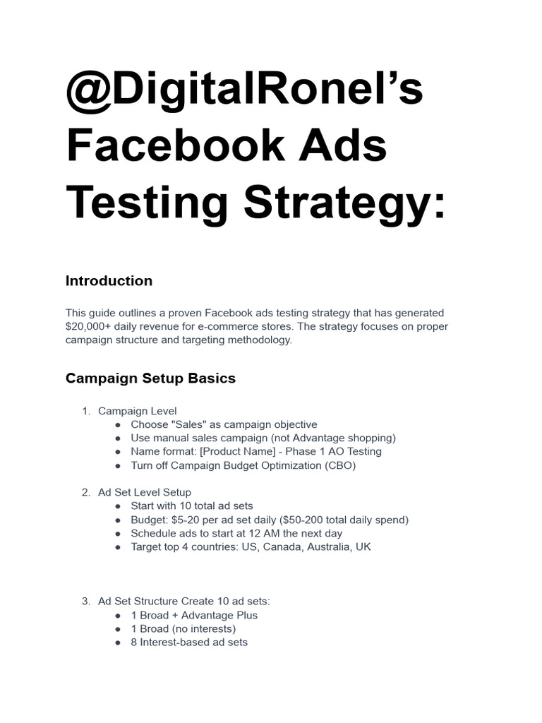 Facebook Ads Testing & Optimization Guide | PDF | Performance Indicator ...
