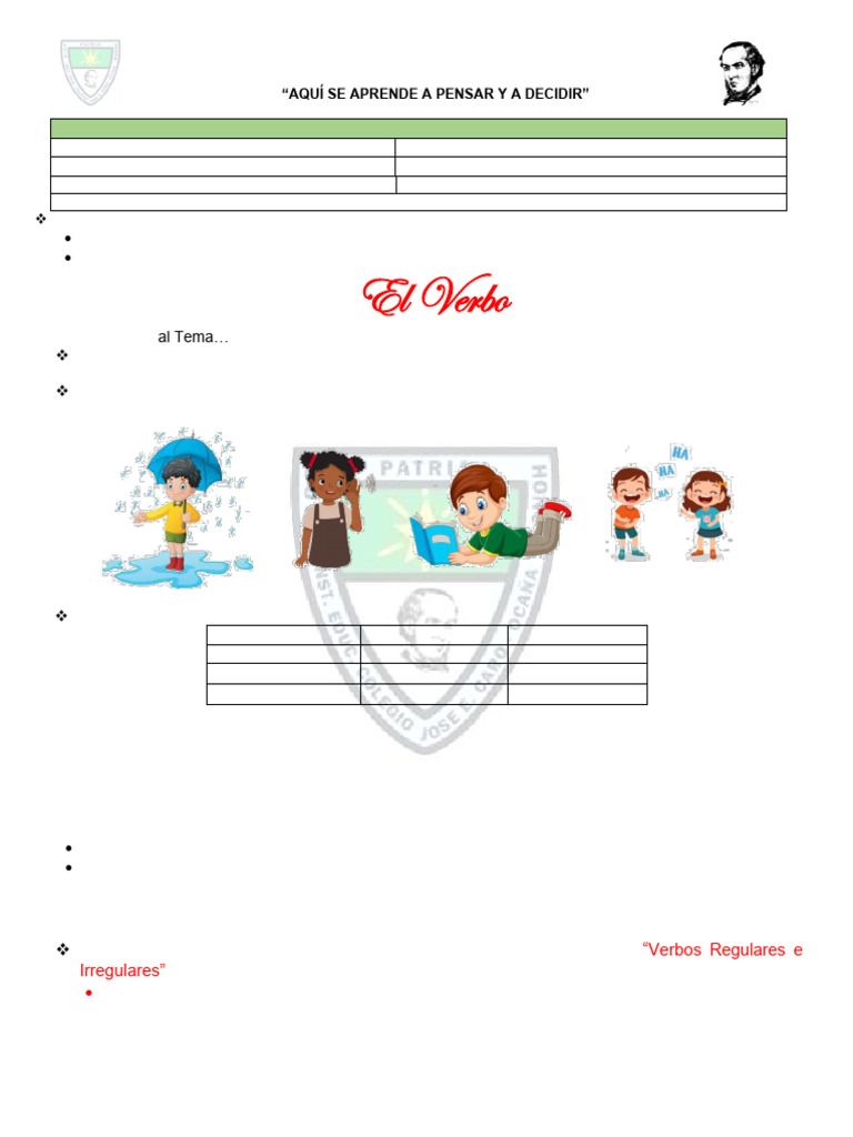 Guía Didáctica: El Verbo en Lengua Castellana | PDF | Verbo | Conjugación gramatical