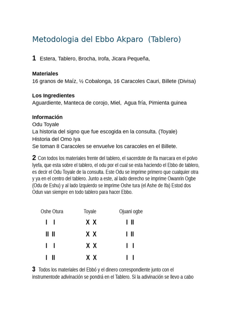 Metodología del Ebbo Akparo en Ifá | PDF