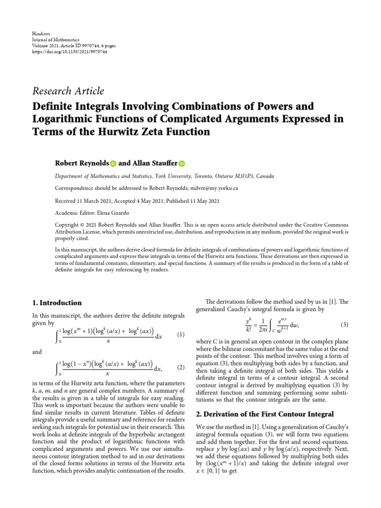 Definite Integrals Involving Combinations of Power | PDF | Logarithm ...