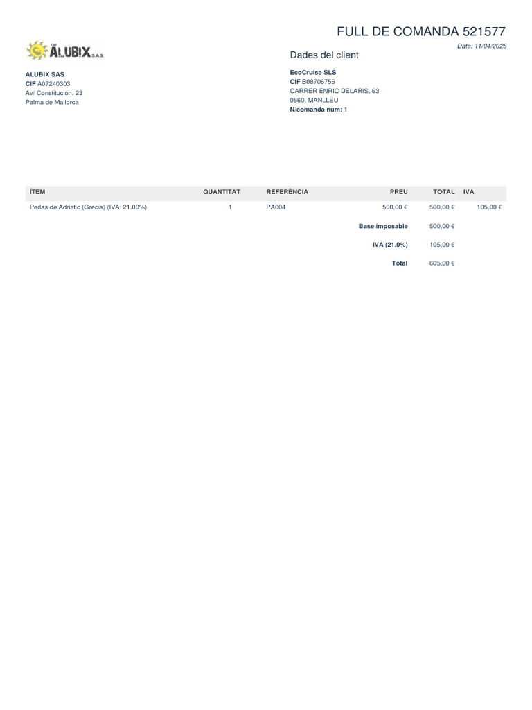 Comanda Alubix Neo | PDF