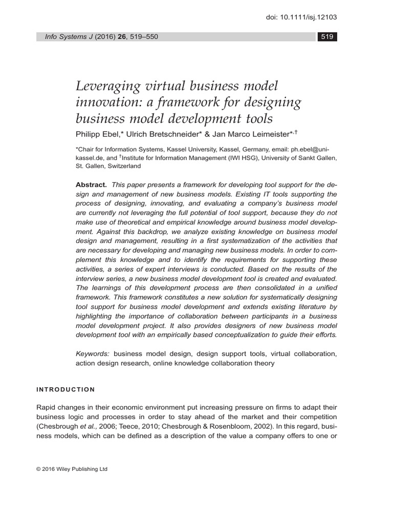 2.ebel Et Al. 2016 - Leveraging Virtual Business Model Innovation | PDF ...