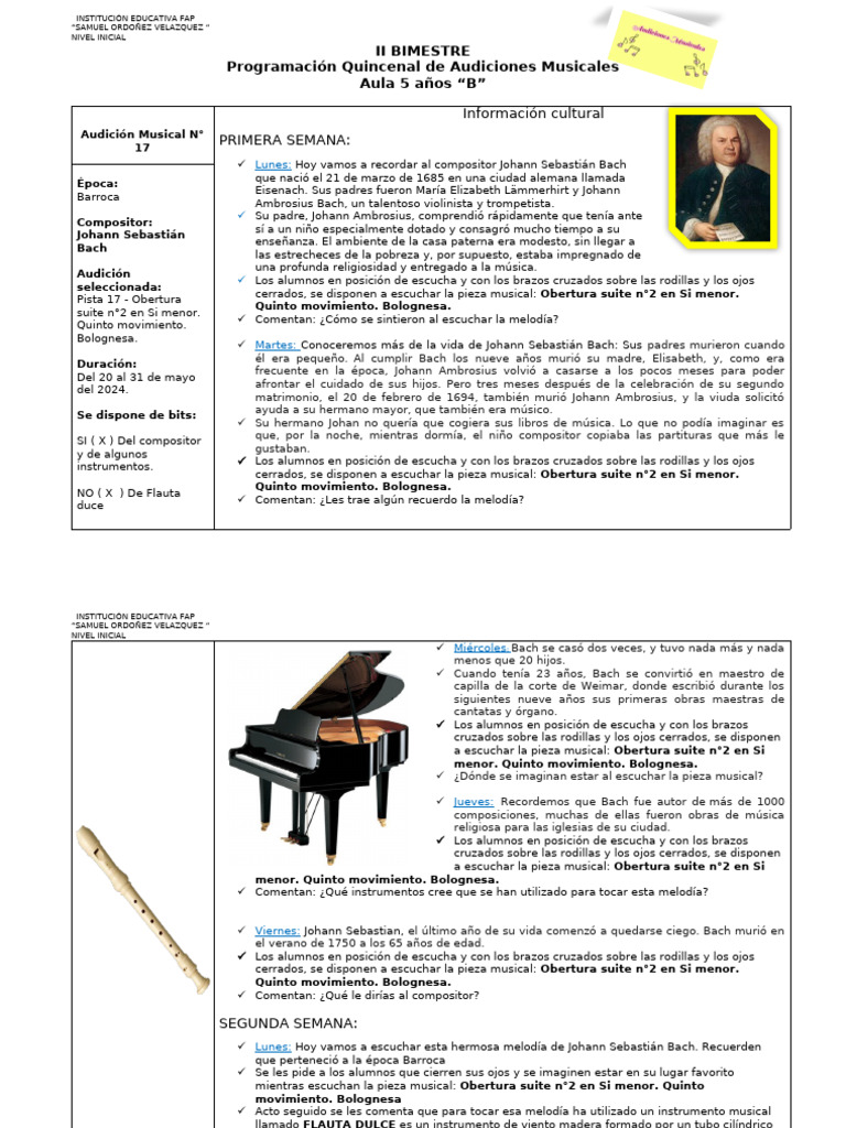 Programación de Audiciones Musicales 4 | PDF | Johann Sebastian Bach ...