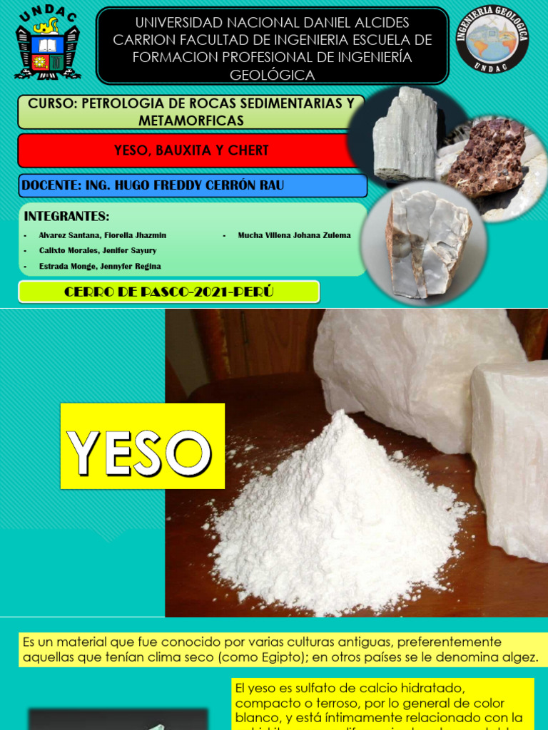Yeso: Características y Usos en Perú | PDF | Yeso | Caliza
