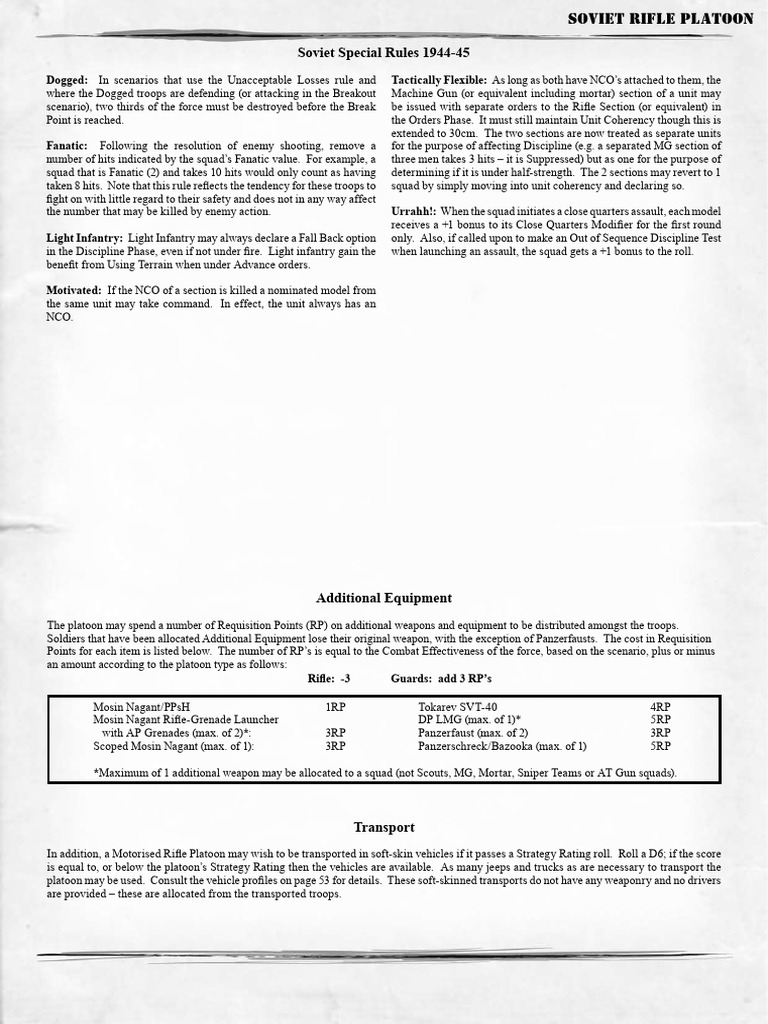 Soviet Rifle Platoon Tactics and Rules | PDF | Platoon | Gun Turret