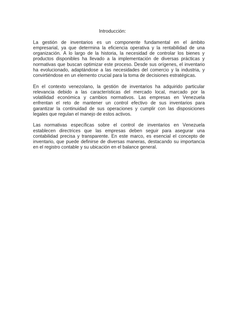 Introducción y Conclusión e Inventarios | PDF | Contabilidad | Negocios ...