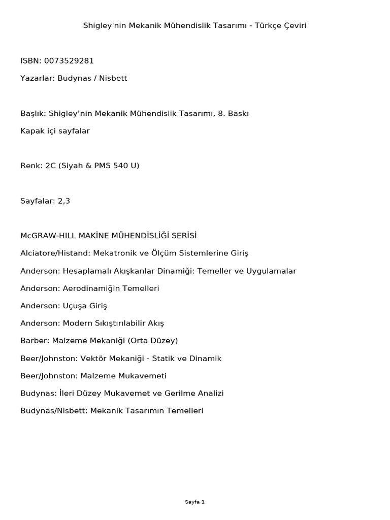 Shigley Turkce Ceviri Ornek | PDF
