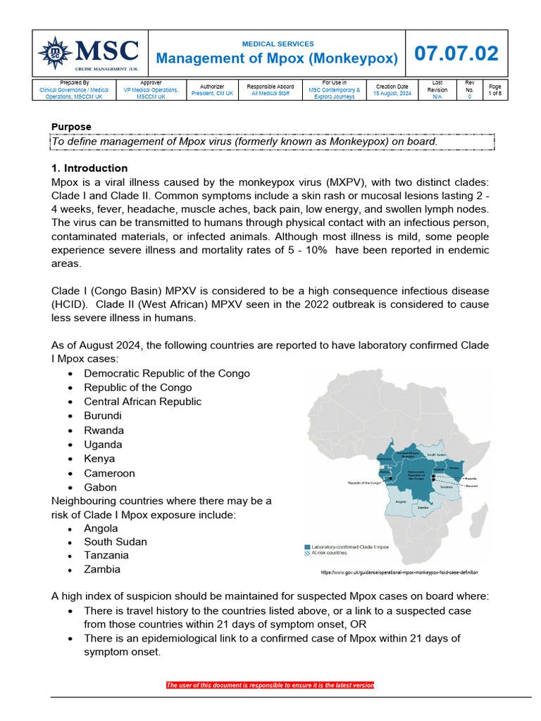 07.07.02 - Management of Mpox (Monkeypox) - 2024-08-15 | PDF | Medicine ...