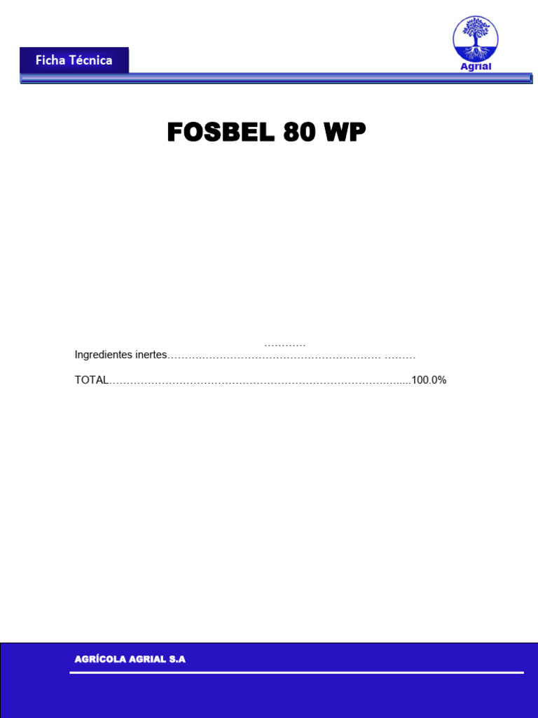 Ficha Tecnica Fosbel Agrial | PDF | Piña | Fungicida