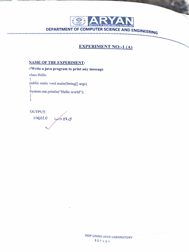 Oops Lab Manual Jan 03, 2024 | PDF | Control Flow | Programming Paradigms