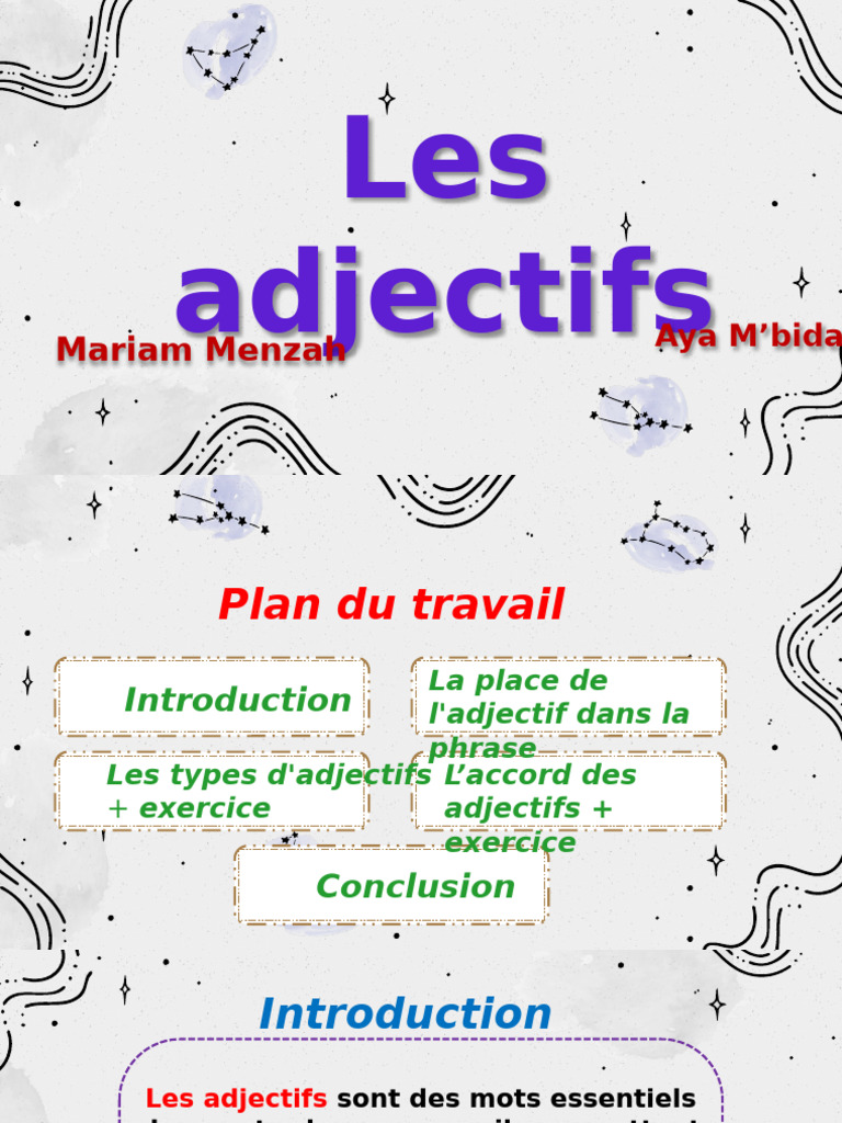 Adjectifs : Types et Accord en Français | PDF | Genre grammatical ...
