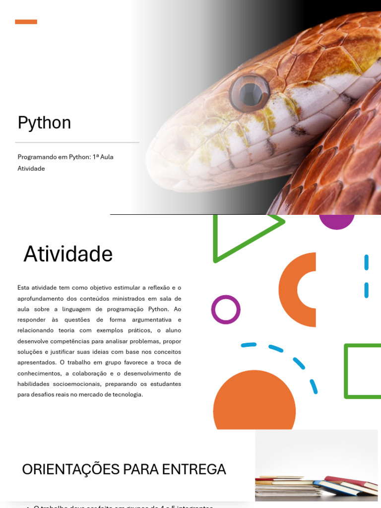 1 Aula Python Atividade Pdf Python Linguagem De Programação 9267
