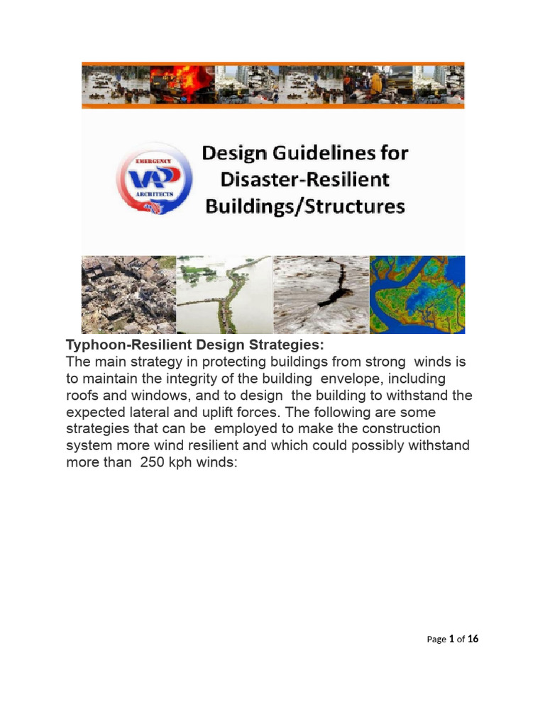 Uap Design Guidelines For Typhoon Resiliency | PDF | Roof | Flood