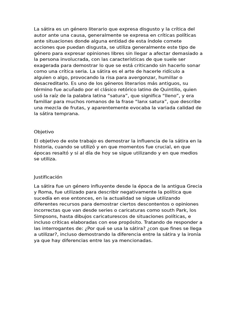 La Sátira en la Literatura: Definición y Uso | PDF
