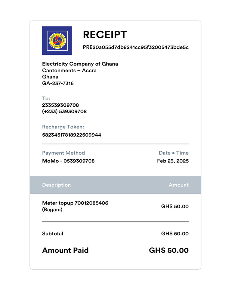 ECG PowerApp Receipt PRC | PDF