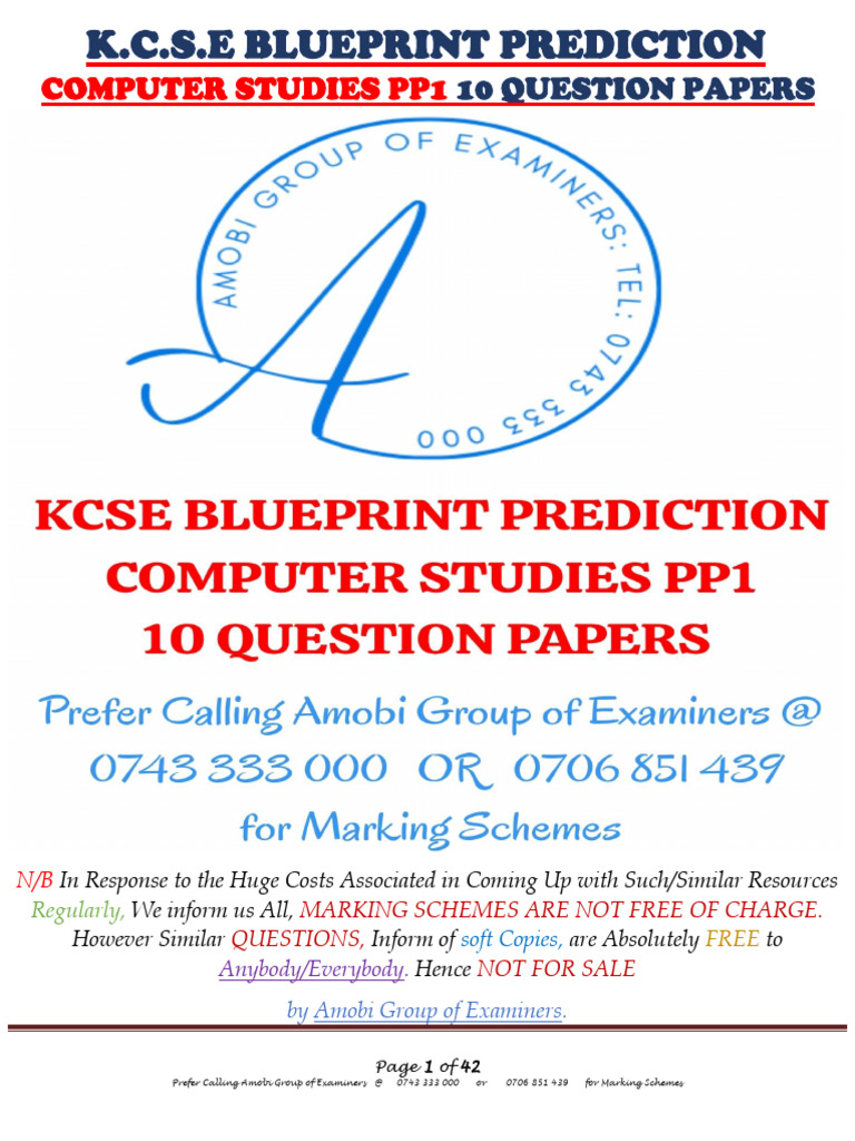Comp Pp1 Bp 10 Qp Kcse Prediction | PDF | Osi Model | Computer Data Storage