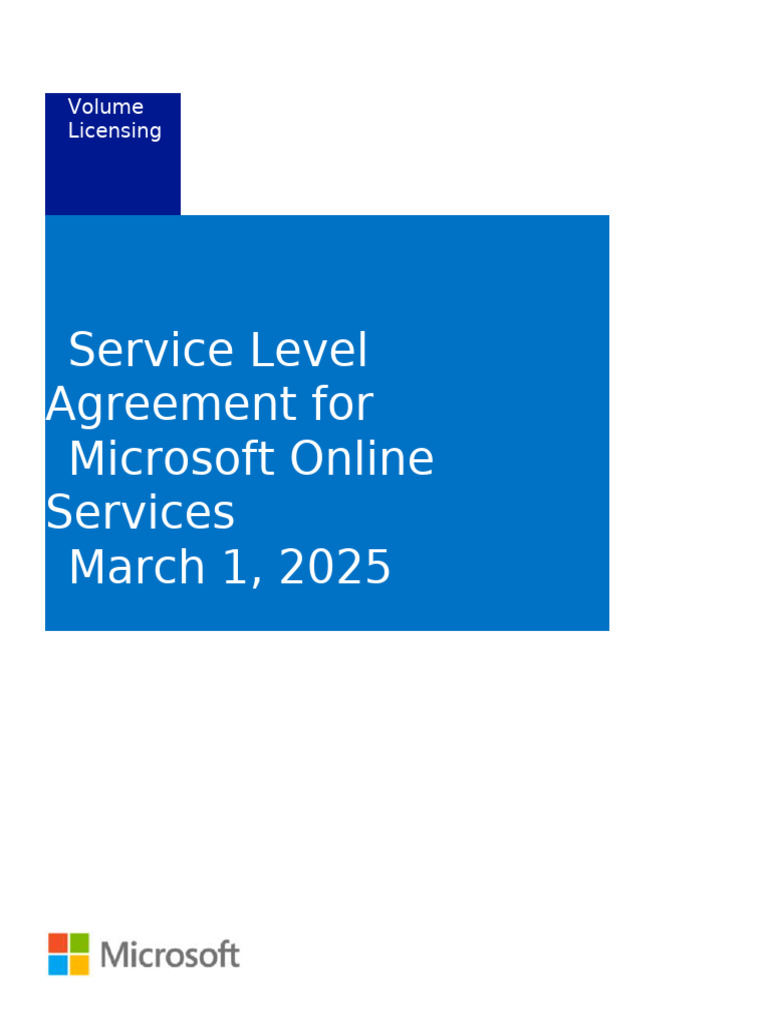 Microsoft Volume Licensing SLA 2025 | PDF | Microsoft Azure | Service ...