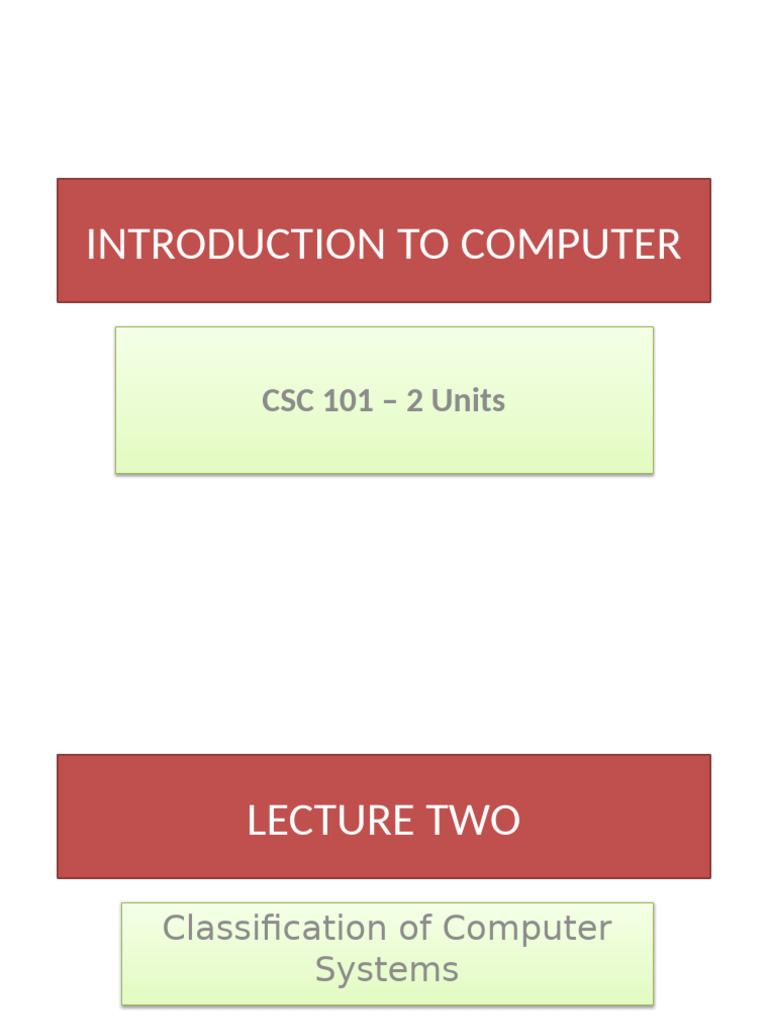 CSC 101 Intro To Computer Lecture 2 | PDF | Microcomputers | Personal Computers