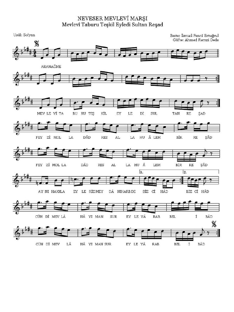 Mevlevi Taburu Teşkil Eyledi Sultan Reşad (Mevlevi Marşı) - İsmail Fenni Ertuğrul - Neveser - v2 ...