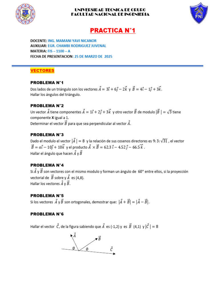 Practica N°1 - 2025 | PDF | Velocidad | Vector Euclidiano