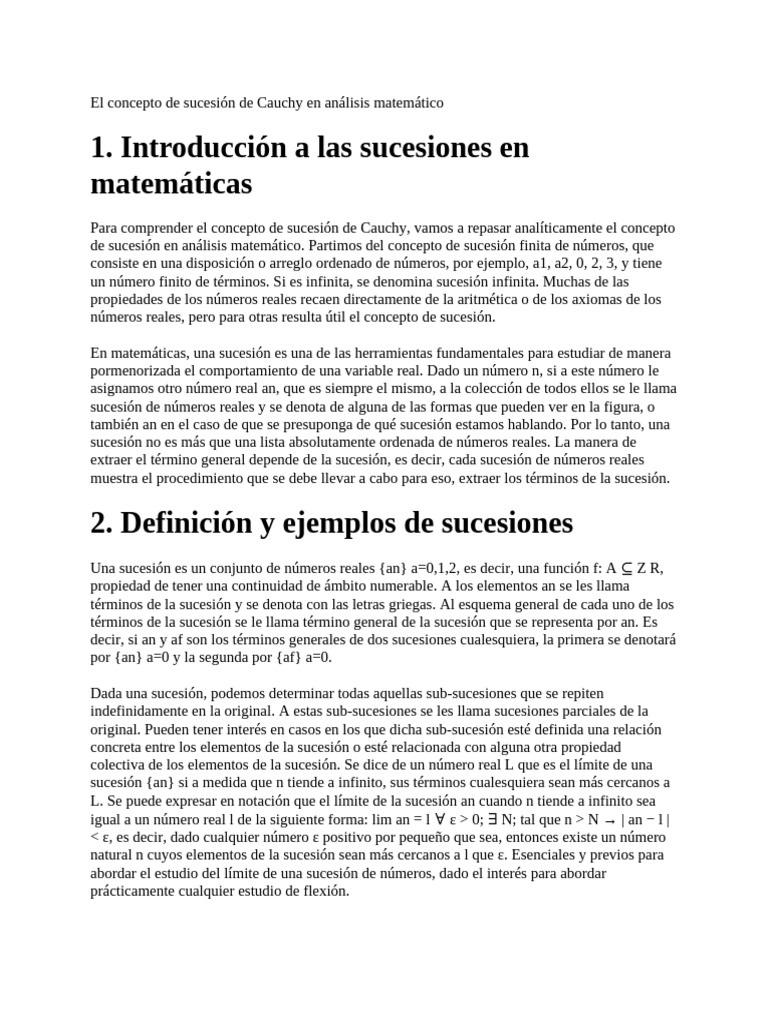 Sucesiones de Cauchy en Análisis Matemático | PDF | Número Real ...