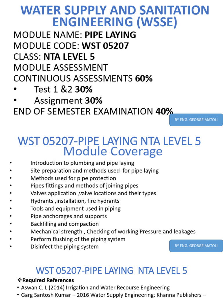 Wst 05207-Pipe Laying Lecture 1 Asnd 2 | PDF | Pipe (Fluid Conveyance ...