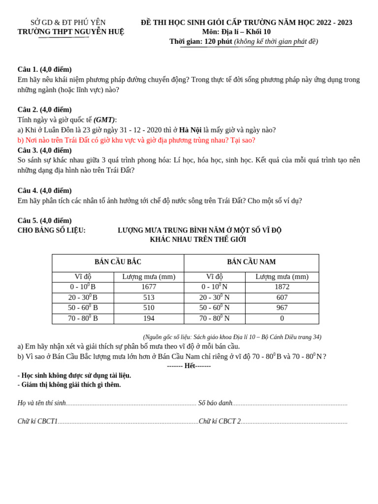 DE THI HSG 10 TRUONG 2022 - 2023 4e7c5 | PDF