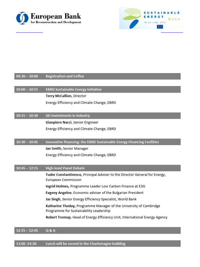 Delivering Investments - The EBRD Sustainable Energy Initiative | PDF