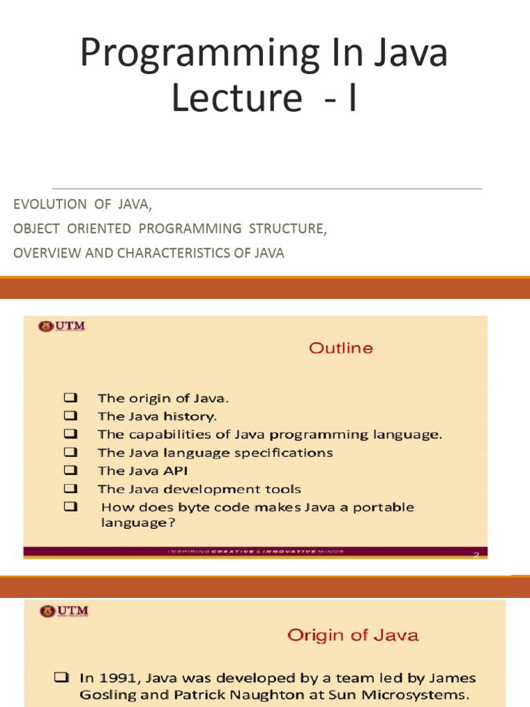 Lecture 1 Java | PDF