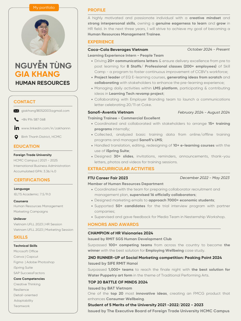 CV - Nguyen Tung Gia Khang | PDF | Human Resources | Human Resource Management