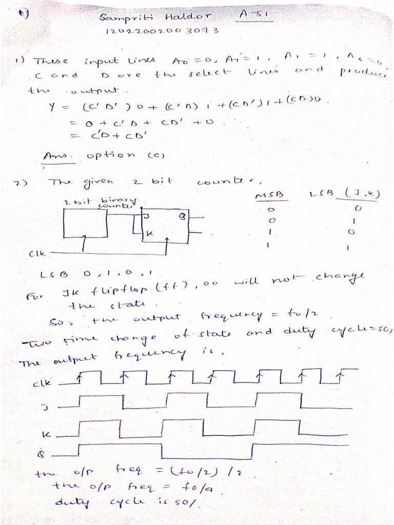 Digital Electronics Assignment - Sampriti A-51 | PDF