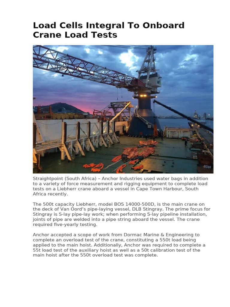 Crane Load Cell Calibration Insights | PDF | Anchor | Crane (Machine)