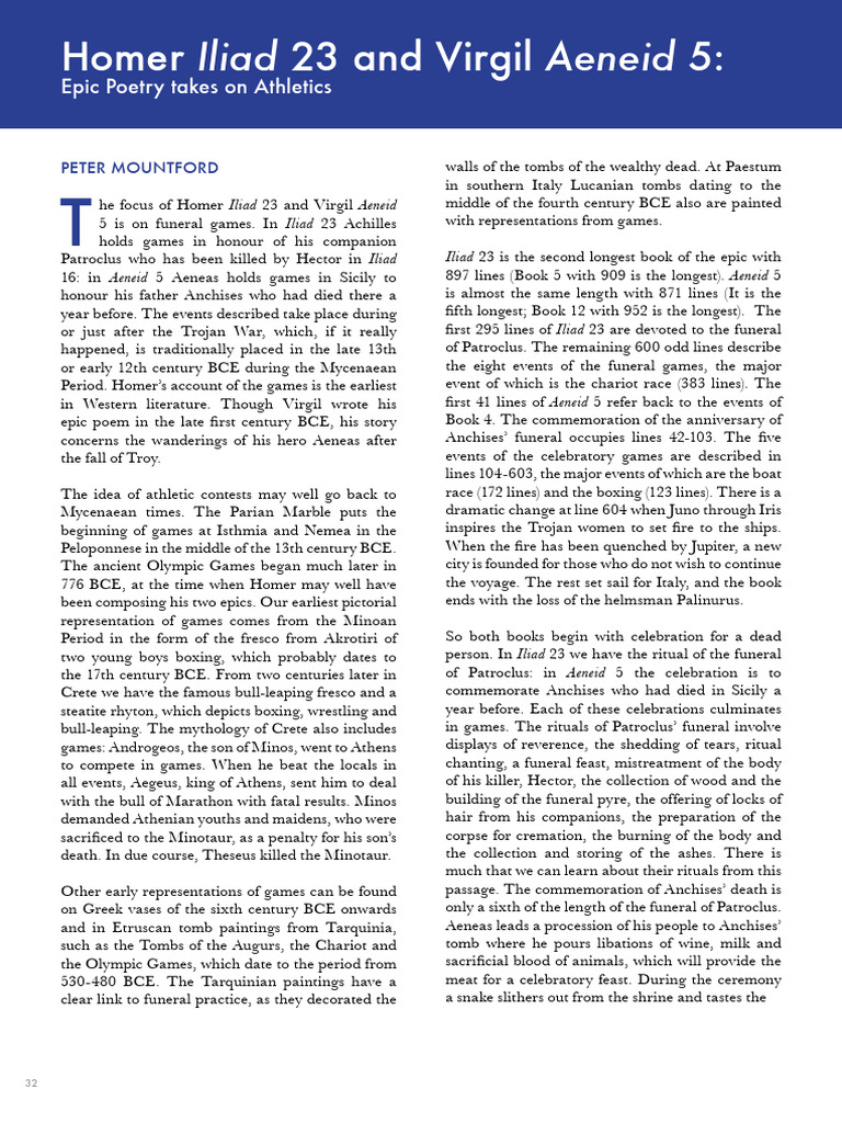Mountford, Iliad 23 and Aeneid 5, 2005 | PDF | Aeneid | Iliad
