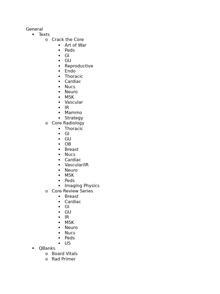 Core Study Plan | PDF